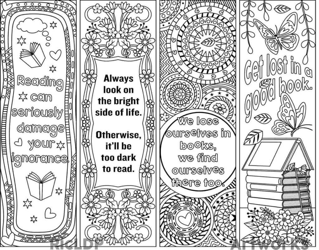 Free Printable Coloring Bookmarks Templates Free Printable Intended For