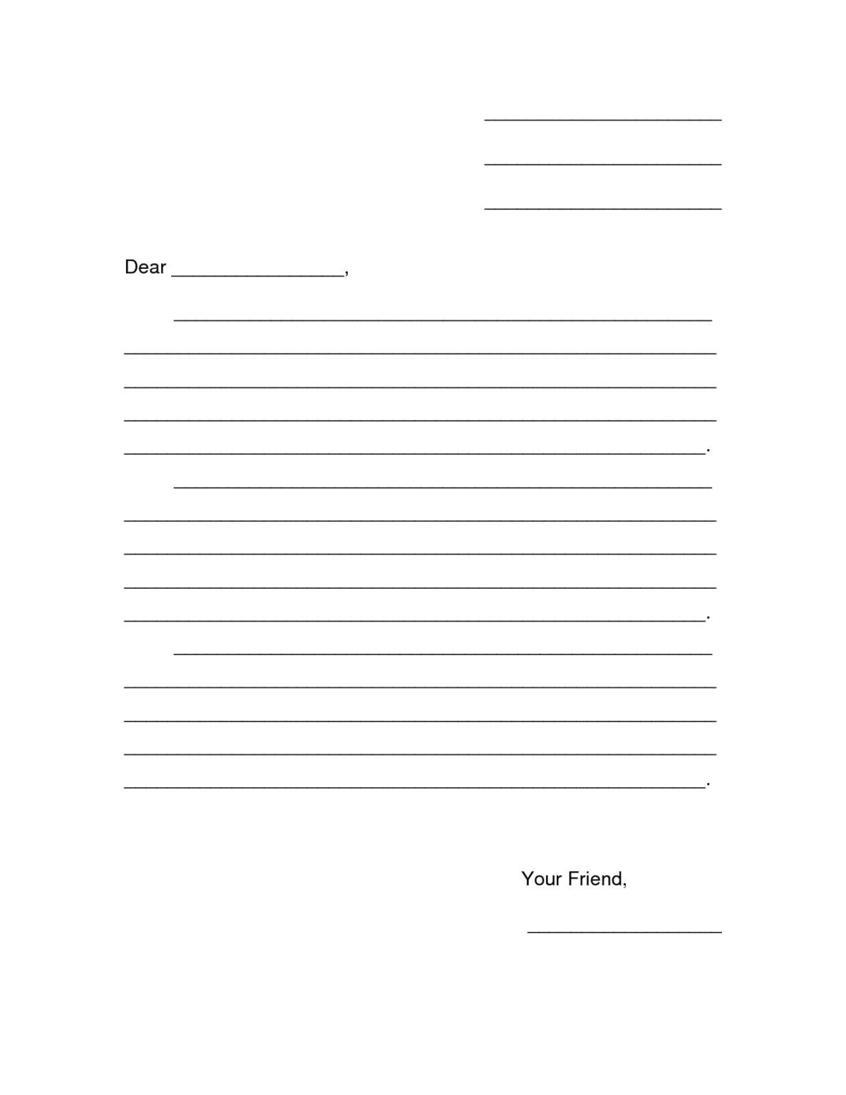 Blank Letter Writing Template For Kids Best Professional Templates