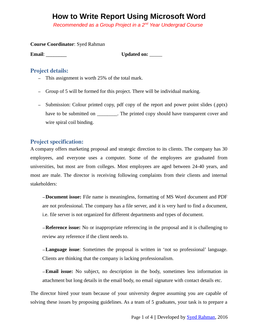 Pdf How To Write A Report Assignment Template With Assignment Report